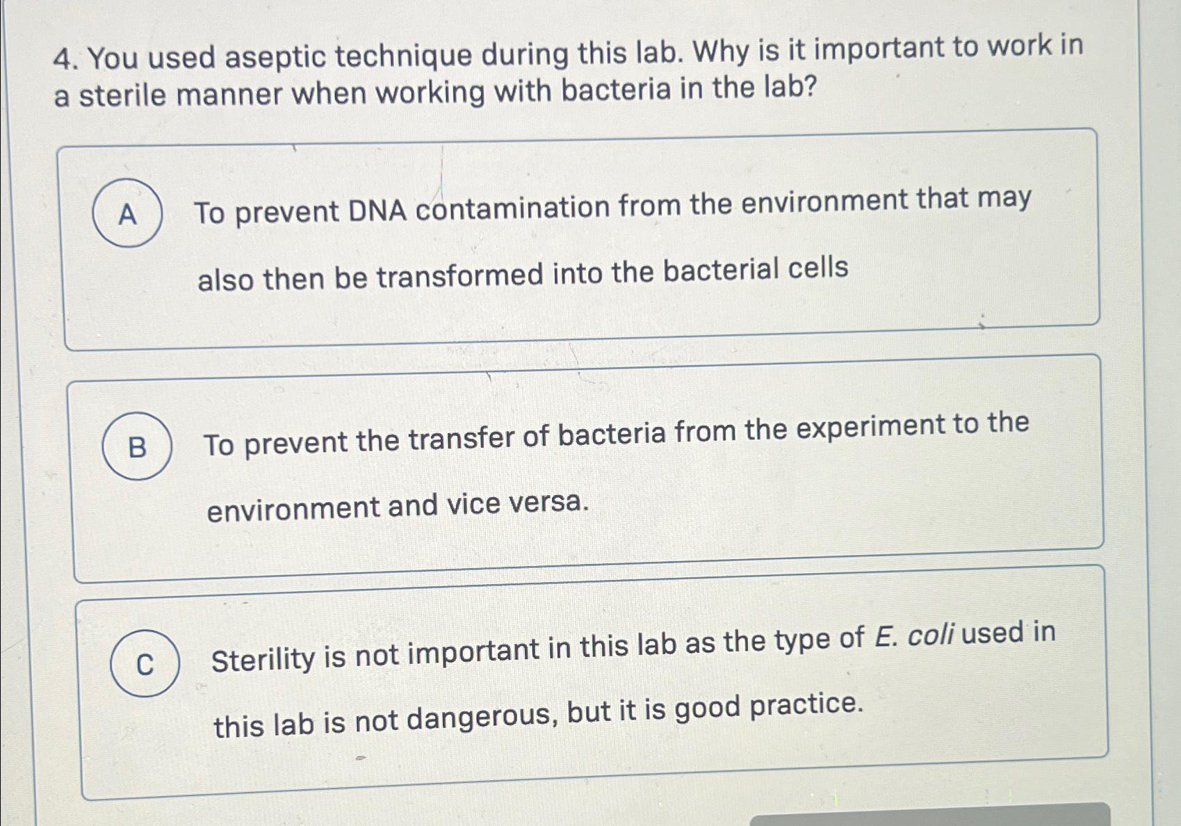 Solved You used aseptic technique during this lab. Why is it | Chegg.com