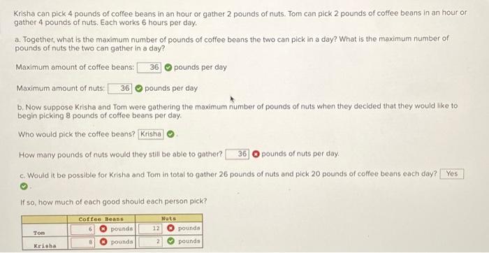 Krisha can pick 4 pounds of coffee beans in an hour | Chegg.com