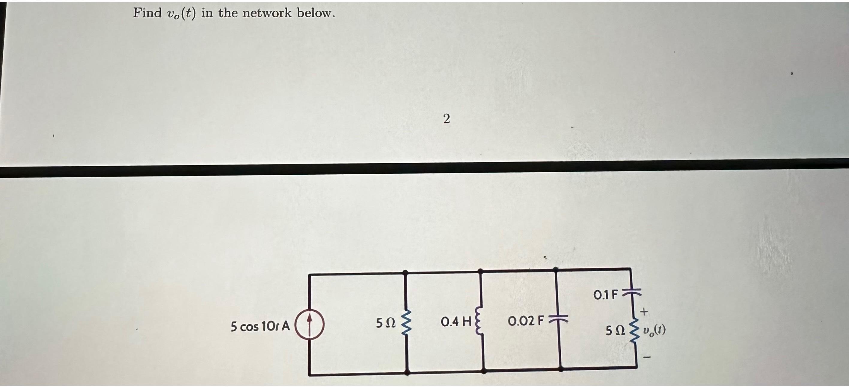 Solved Find vo(t) ﻿in the network below. | Chegg.com