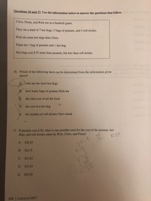 Solved Questions 16 and 17. Use the information below to | Chegg.com