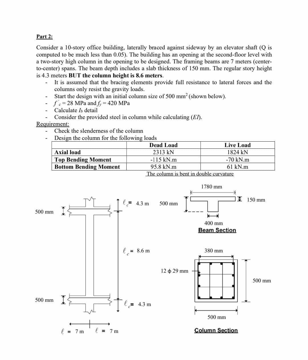 Solved Part 2:Consider a 10-story office building, laterally | Chegg.com