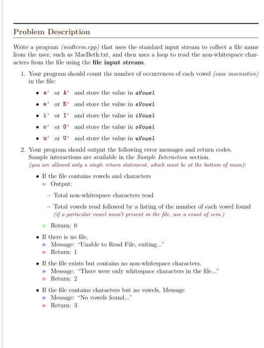 Solved Write a program (midterm.cpp) that uses the standard | Chegg.com