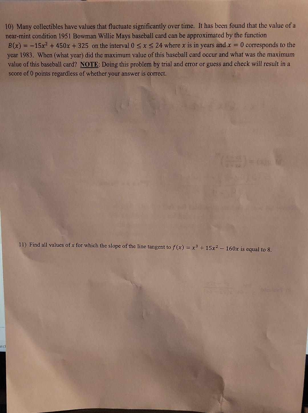 Solved =- 10) Many collectibles have values that fluctuate | Chegg.com