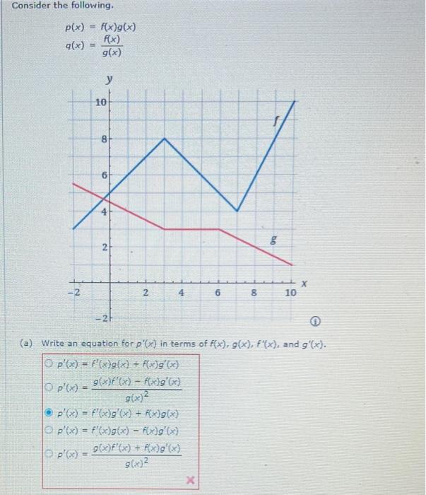 Solved Consider the following. p(x)=f(x)g(x)q(x)=g(x)f(x) | Chegg.com
