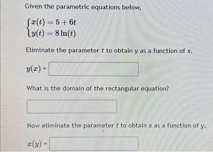 Solved Given the parametric equations below, | Chegg.com
