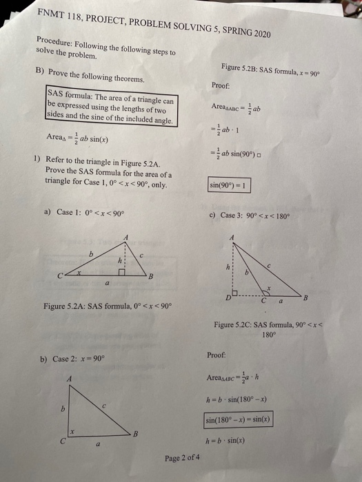 FNMT 118, PROJECT, PROBLEM SOLVING 5, SPRING 2020 | Chegg.com
