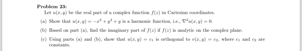 Solved Problem 23:Let u(x,y) ﻿be the real part of a complex | Chegg.com