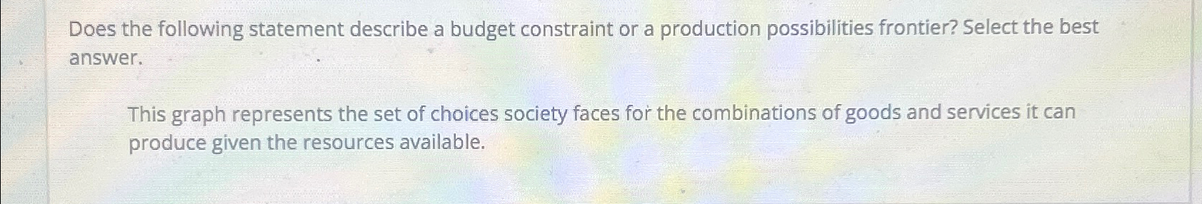 Solved Does the following statement describe a budget | Chegg.com