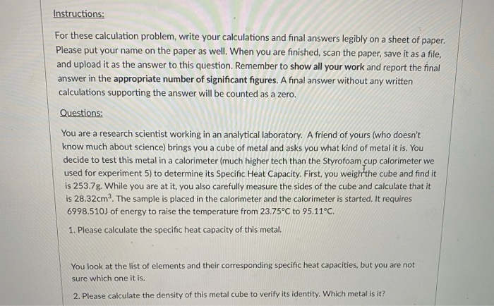 Solved Instructions: For these calculation problem, write | Chegg.com