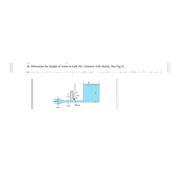 Solved A: Determine the height of water in tank (h). (Answer | Chegg.com
