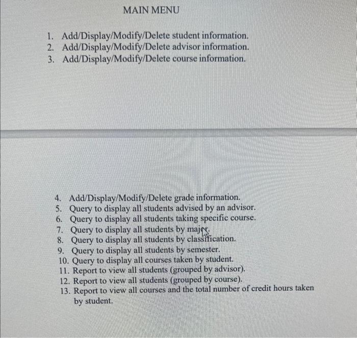 Solved Semester Project: Design a database with the tables | Chegg.com