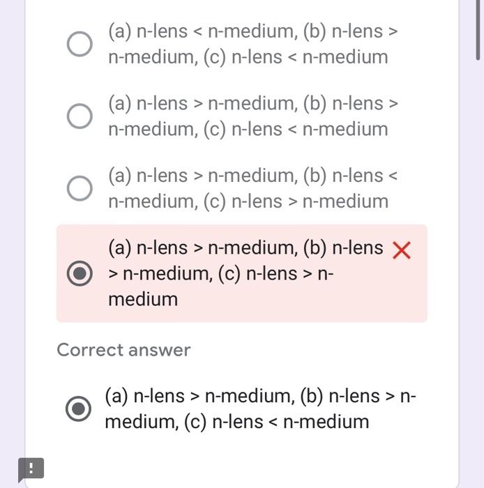 Solved × For the scenario shown below, 0/2 with n-lens and | Chegg.com
