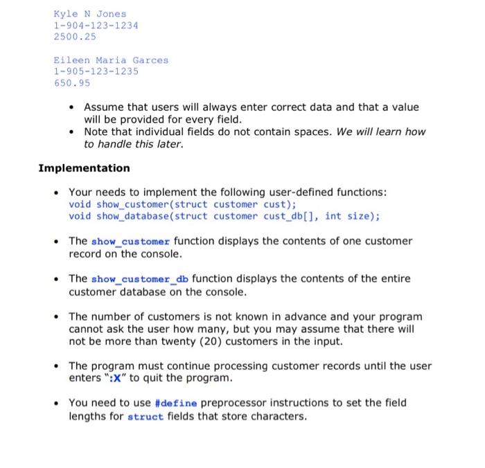 Solved Write a program, named customer_db.c, that reads and | Chegg.com