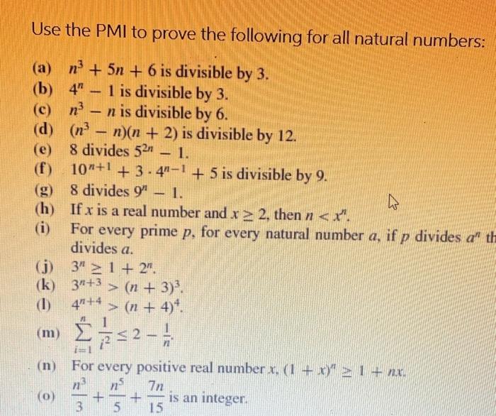 Solved Use the Principle of Mathematical Induction to prove | Chegg.com