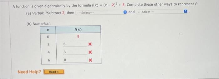 Solved A function is given algebraically by the formula | Chegg.com