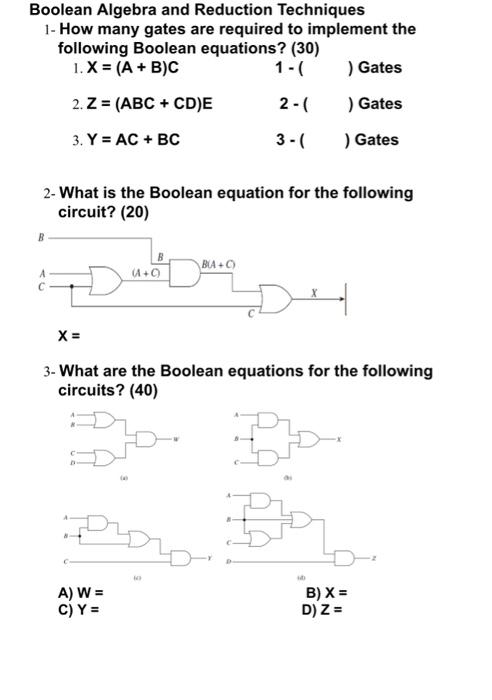 Solved Boolean Algebra And Reduction Techniques 1 How Many