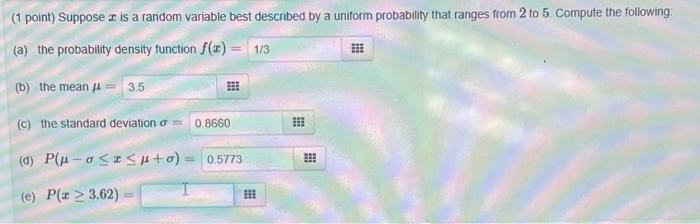 Solved ( 1 point) Suppose x is a random variable best | Chegg.com