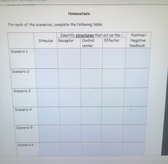 Solved Homeostasis Worksheet Scenario 1 When Intense Chegg solved-homeostasis-worksheet-scenario-1-when-intense-chegg