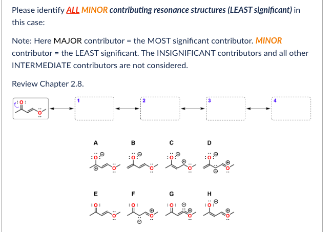 Solved Please identify ALL MINOR contributing resonance | Chegg.com