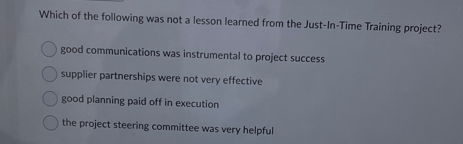 Solved Which of the following was not a lesson learned from | Chegg.com