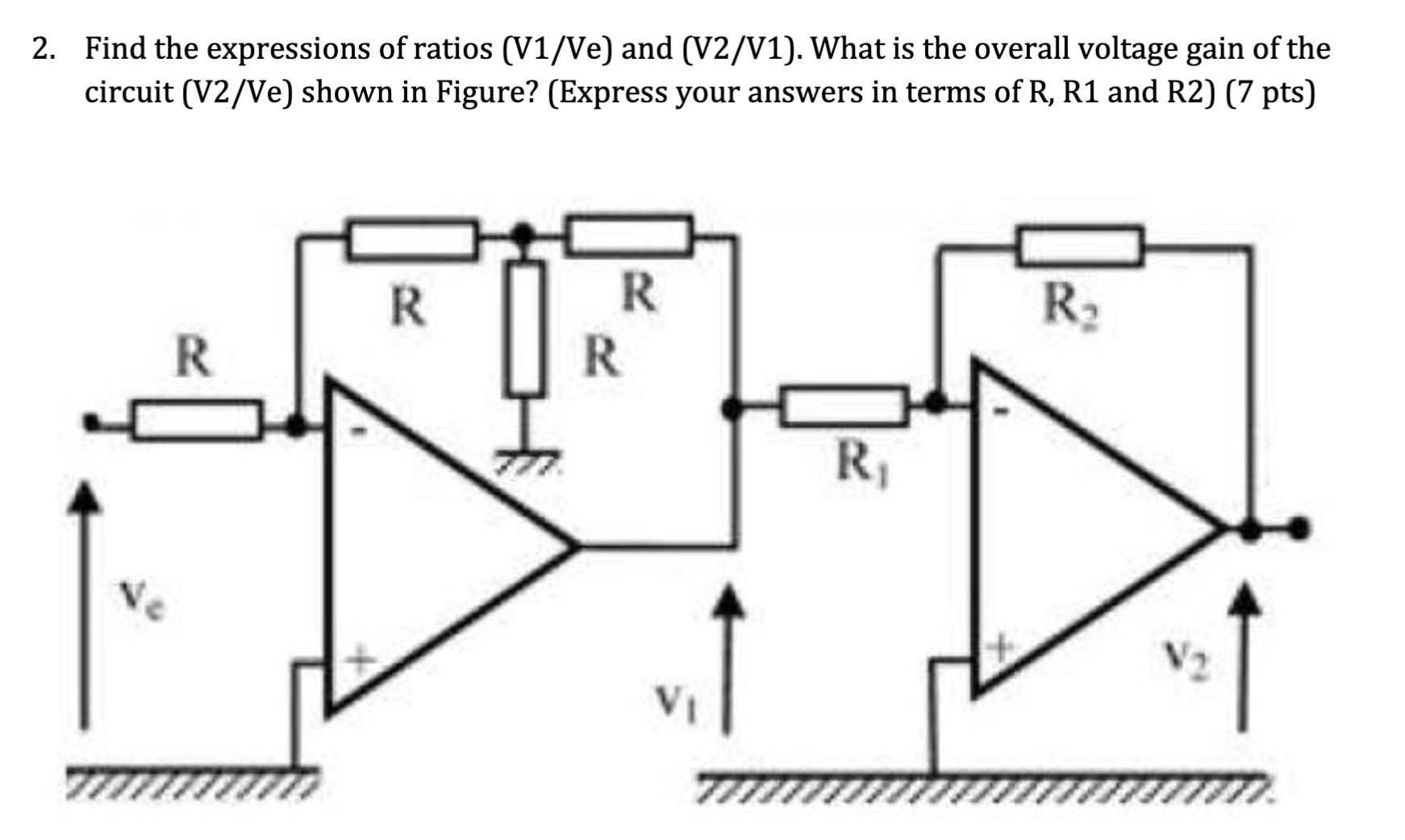2. ﻿Find the expressions of ratios (V1/Ve) ﻿and | Chegg.com