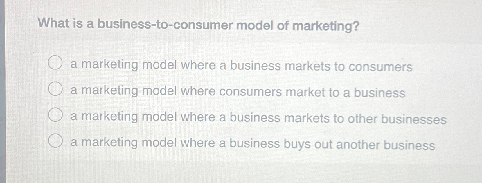 Solved What is a business-to-consumer model of marketing?a | Chegg.com
