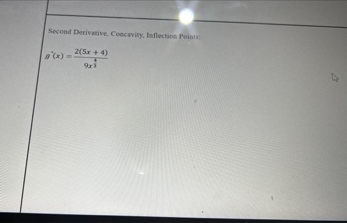 Solved Second Derivative Concavity Inflection Points