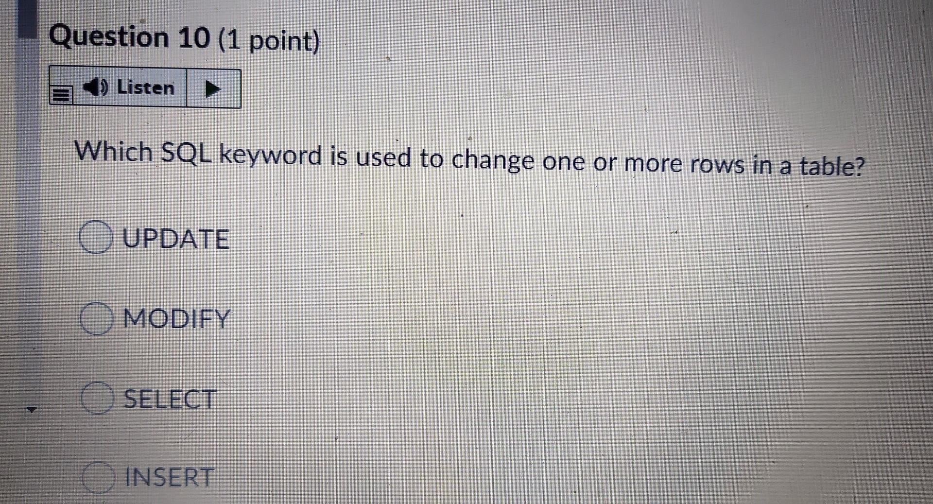 Solved Question 10 (1 point)