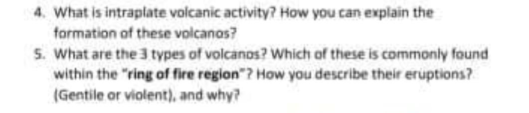 4. What is intraplate volcanic activity? How you can | Chegg.com