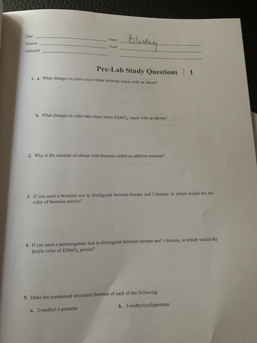 Solved Date Section Blering Te Instructor Pre-Lab Study | Chegg.com