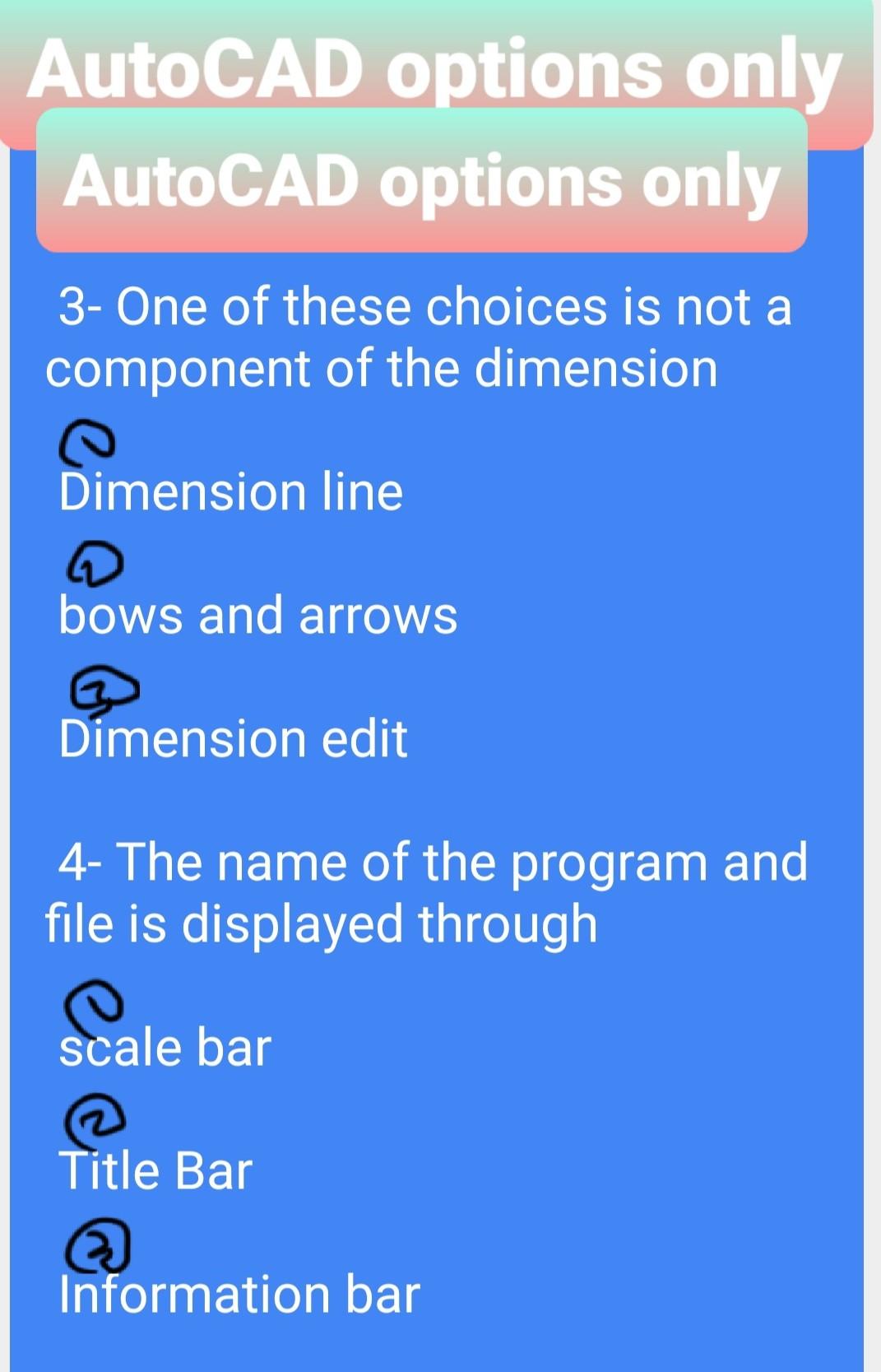 Solved AutoCAD options only AutoCAD options only 3- One of | Chegg.com