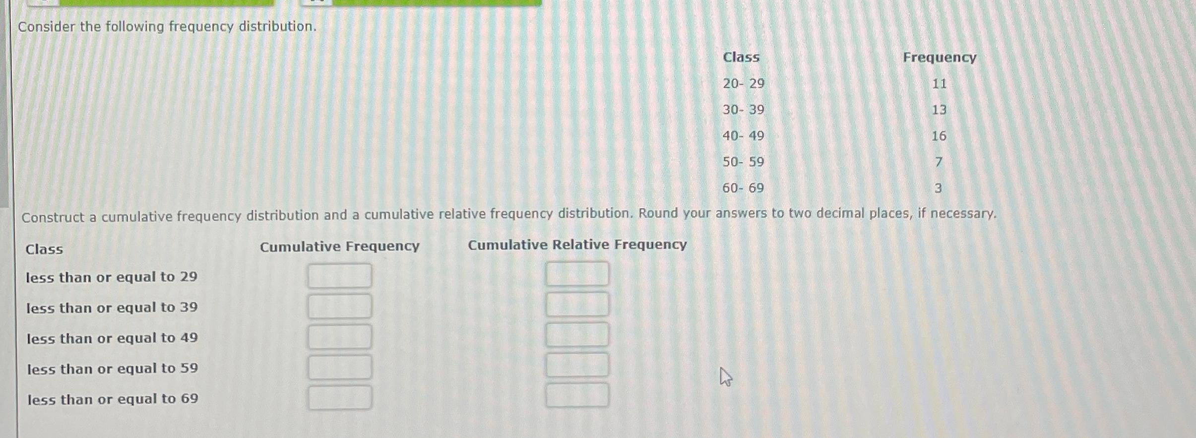 Solved Consider the following frequency | Chegg.com