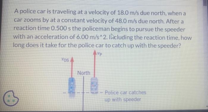 Solved A police car is traveling at a velocity of 18.0 m/s | Chegg.com