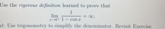 Solved Use the rigorous definition learned to prove that | Chegg.com