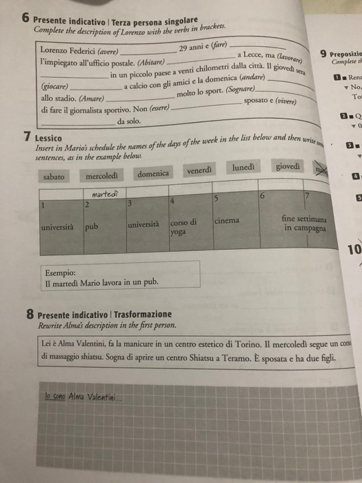 a Lecce, ma lavorare 9 Preposizio Complete il | Chegg.com