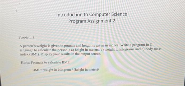 Solved Introduction to Computer Science Program Assignment 2 | Chegg.com