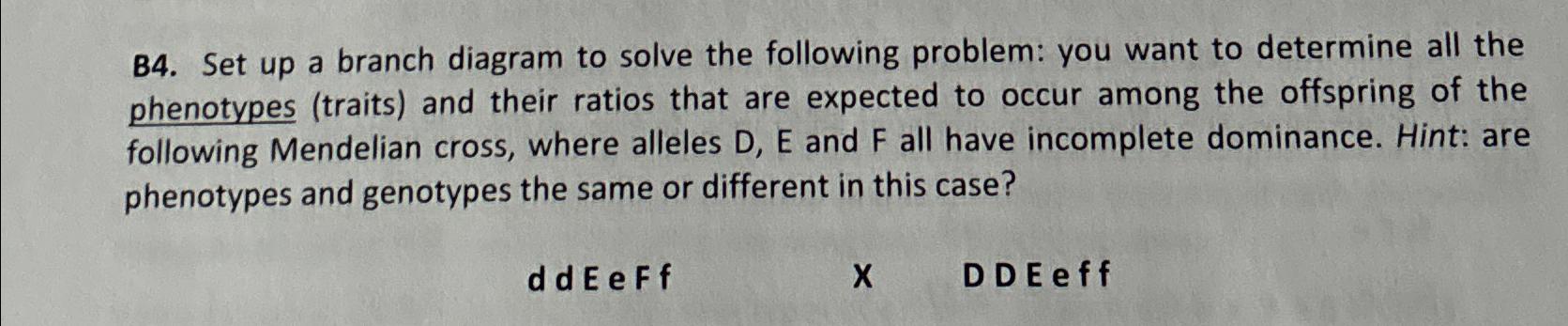 Solved B4. ﻿Set up a branch diagram to solve the following | Chegg.com