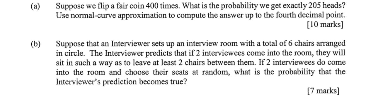 Solved (a) ﻿Suppose we flip a fair coin 400 ﻿times. What is | Chegg.com