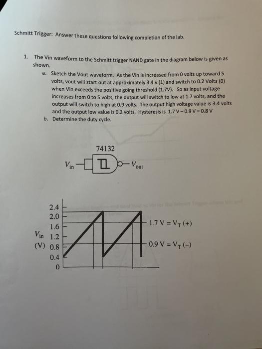 Solved Schmitt Trigger: Answer these questions following | Chegg.com