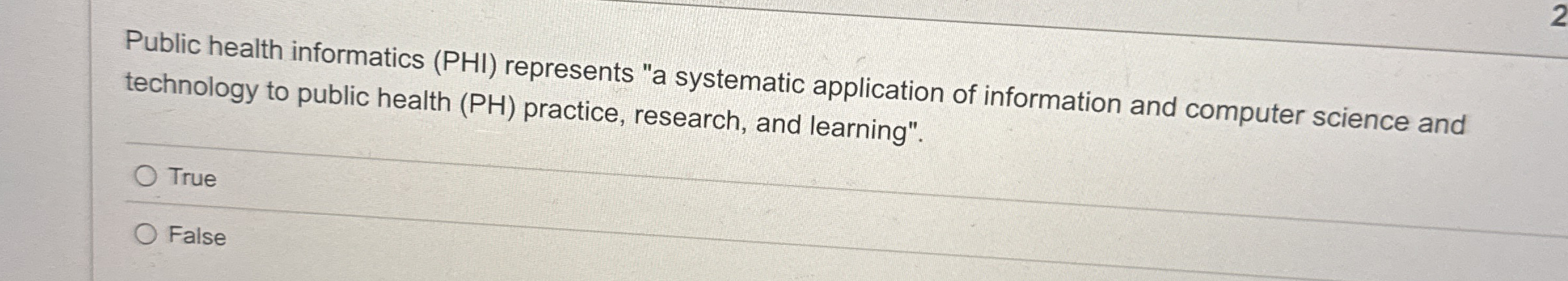 Solved Public health informatics (PHI) ﻿represents "a | Chegg.com