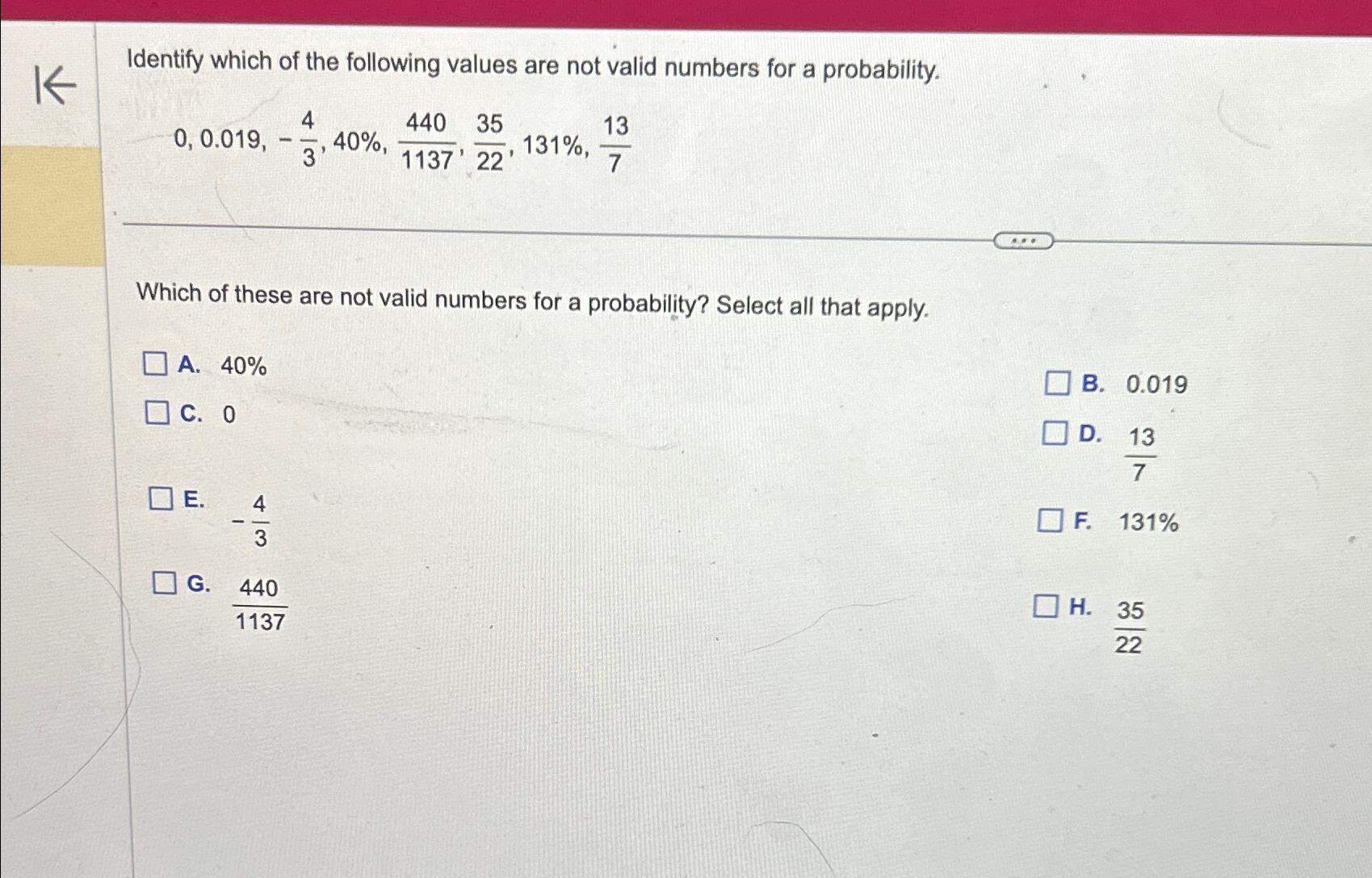 Solved Identify which of the following values are not valid | Chegg.com