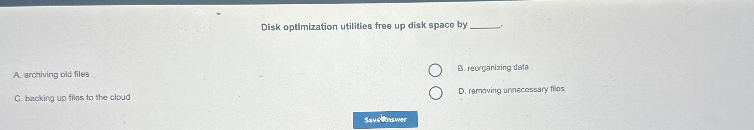 Solved Disk Optimization Utilities Free Up Disk Space Bya 0504