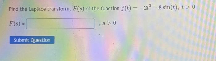Solved Find the Laplace transform, F(s) of the function | Chegg.com