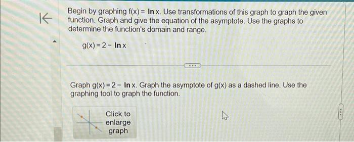 Begin By Graphing F X Lnx Use Transformations Of
