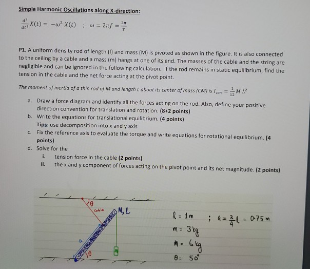 Solved Simple Harmonic Oscillations along X-direction: d2 | Chegg.com