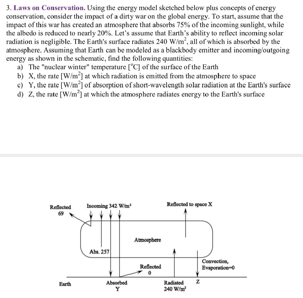 Solved 3. Laws on Conservation. Using the energy model | Chegg.com