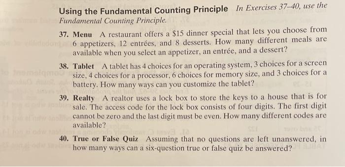 Solved Using the Fundamental Counting Principle In Exercises | Chegg.com