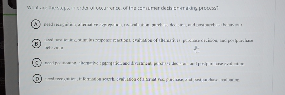 Solved What are the steps, in order of occurrence, of the | Chegg.com
