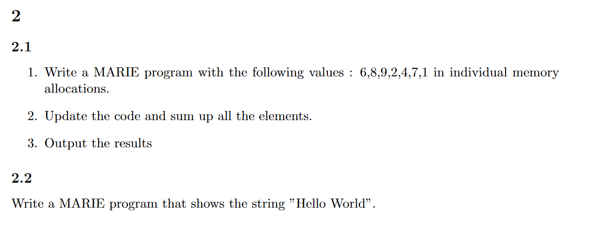 Solved please assist thank you in advance.22.1Write a MARIE | Chegg.com