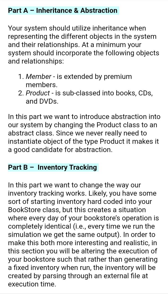 Solved Part A Inheritance And Abstraction Your System